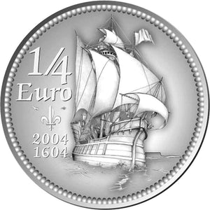 Silver 1604-2004 Canada $1 and France 1/4 Euro 2 Coins and 2 Stamps Se
