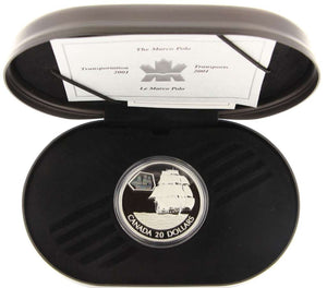 Canada Silver 2001 $20 The Marco Polo - Transportation PF .925oz, .925