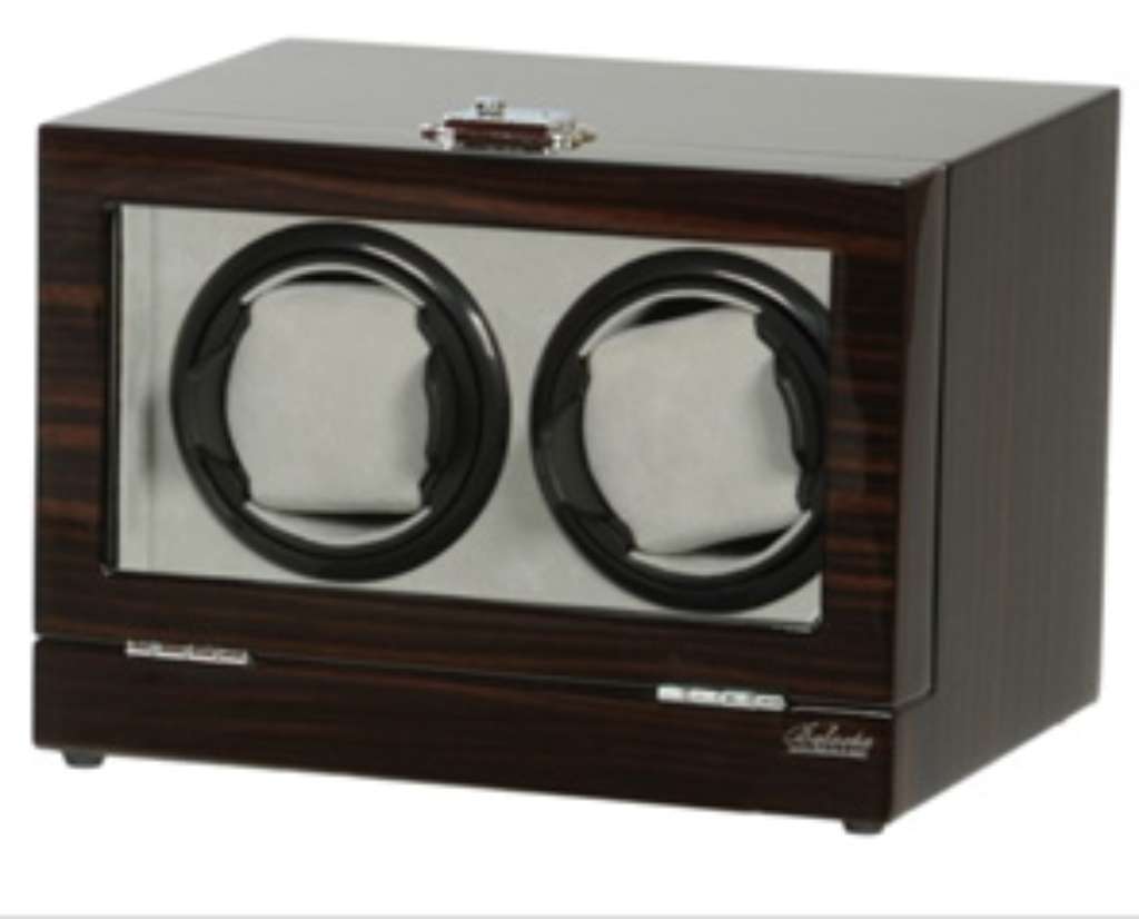 Automatic two watch winder ebony wood with LCD display. Brand: Belocia